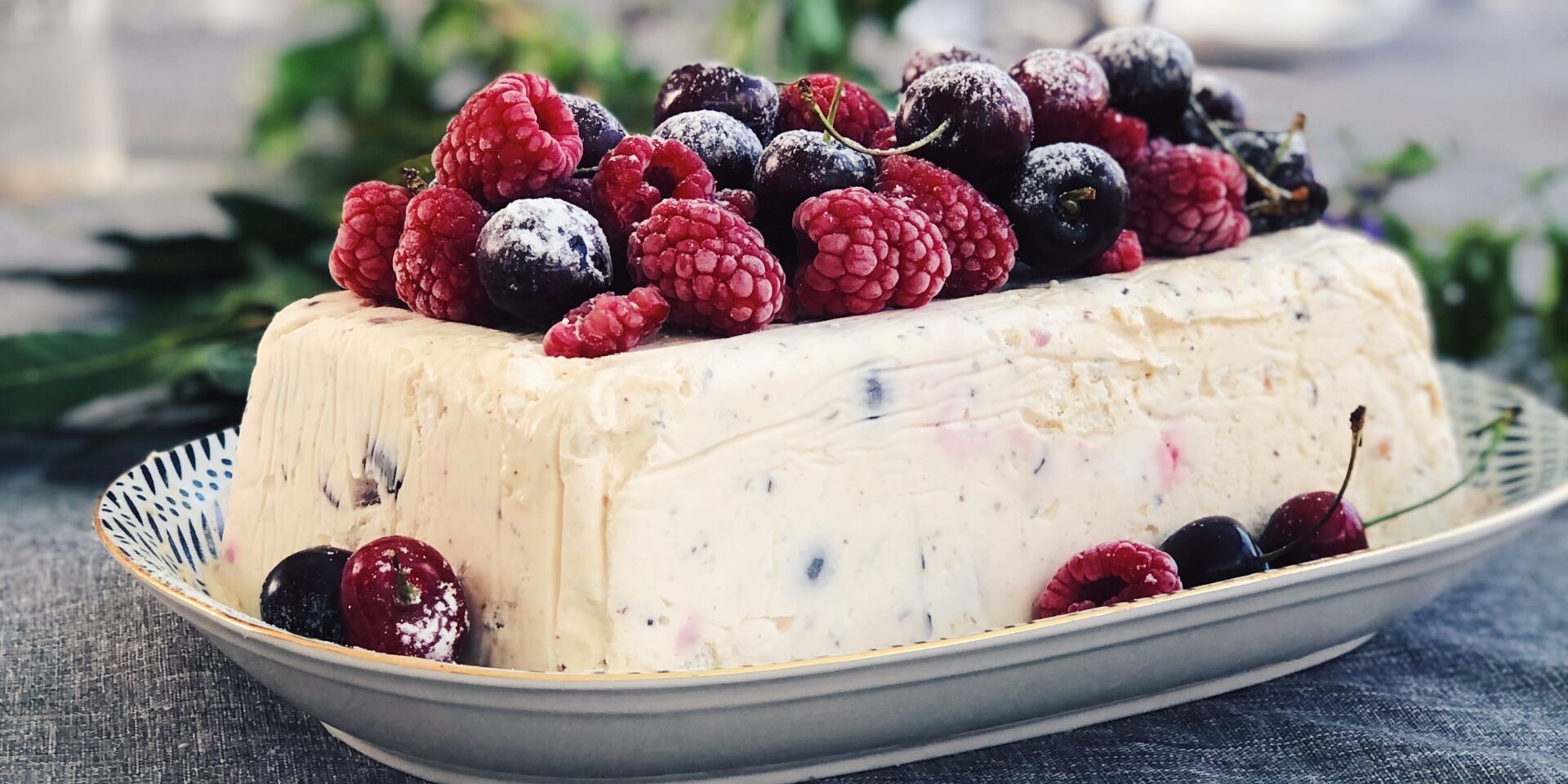 Dark Chocolate Cherry Raspberry Almond Semifreddo | The Village Cooks